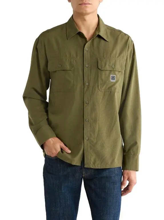 Brixton Journey Water Resistant Performance Button-up Shirt - Dark Olive