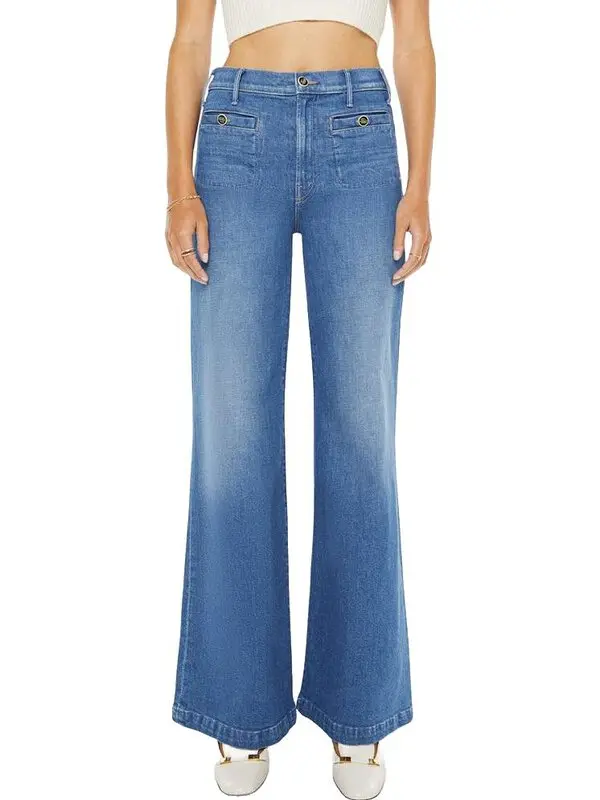 MOTHER The Stashed Hustler Roller Patch Flare Leg Jeans - Whisk Me Away