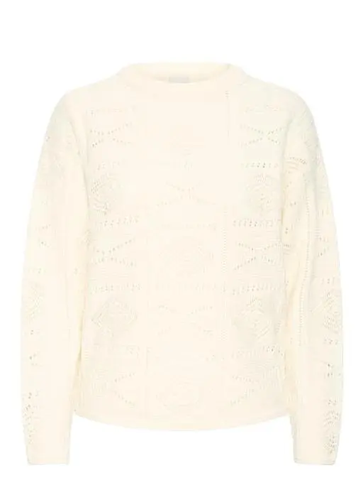 ICHI Ihagnete Ls3 Crewneck Sweater - Cloud Dancer