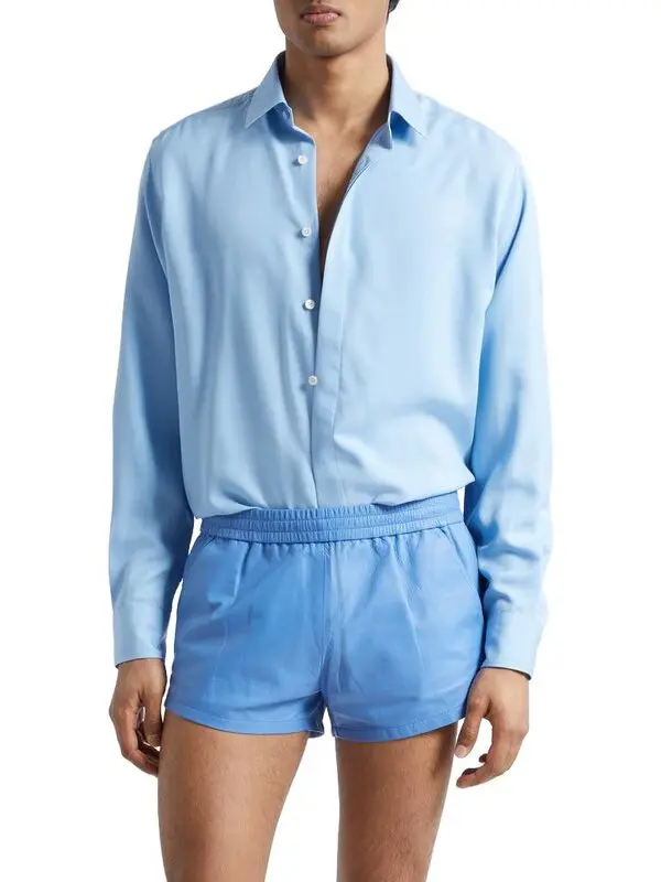 TOM FORD Leather Shorts - Azure Blue