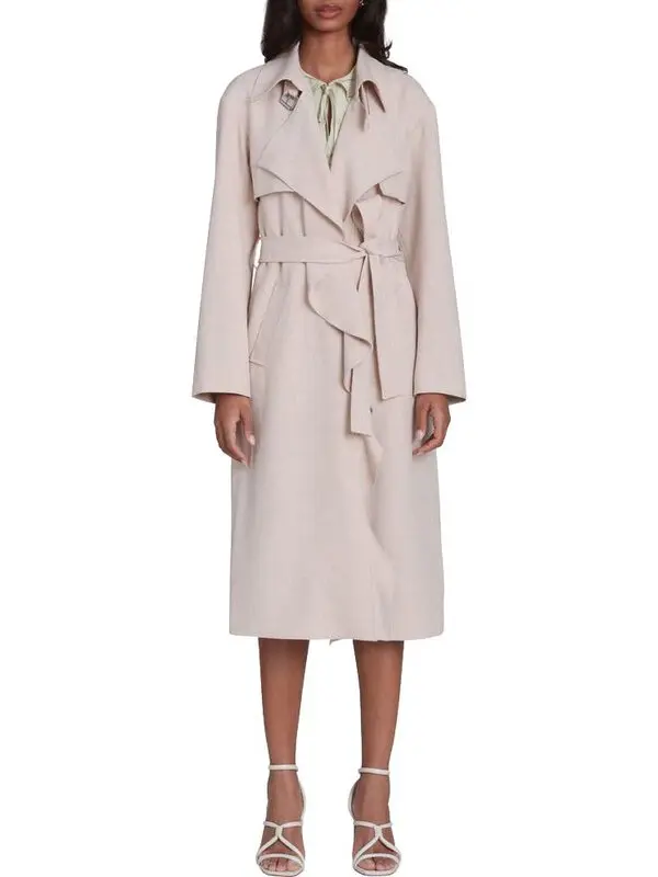 Avec Les Filles Cascade Drape Trench Coat - Flax