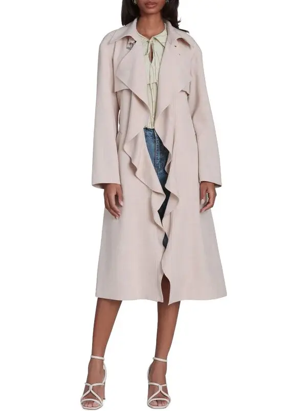 Avec Les Filles Cascade Drape Trench Coat - Flax