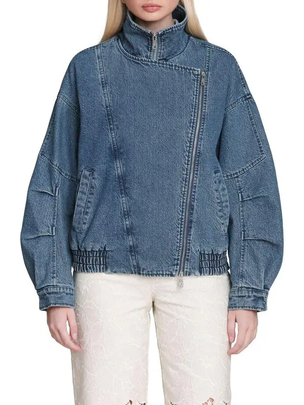 Avec Les Filles Denim Bomber Jacket - Montgomery Wash