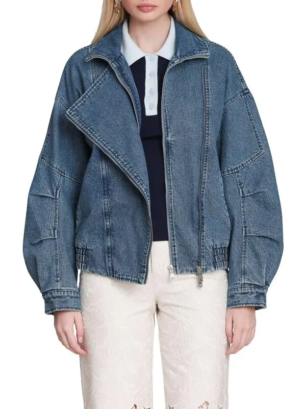 Avec Les Filles Denim Bomber Jacket - Montgomery Wash