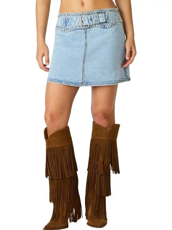 Steve Madden Alondra Denim Mini Skirt - Hazey Blue