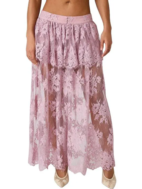Steve Madden Arietty Lace Maxi Skirt - Mauve Shadows