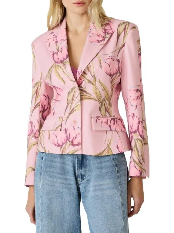 Steve Madden Regina Print Blazer - Rosette Pink