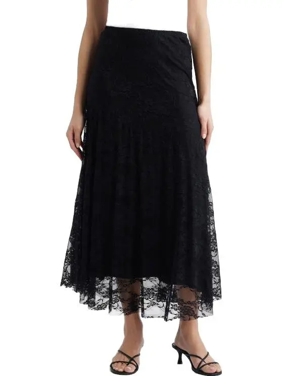 Loveappella Lace Maxi Skirt - Black