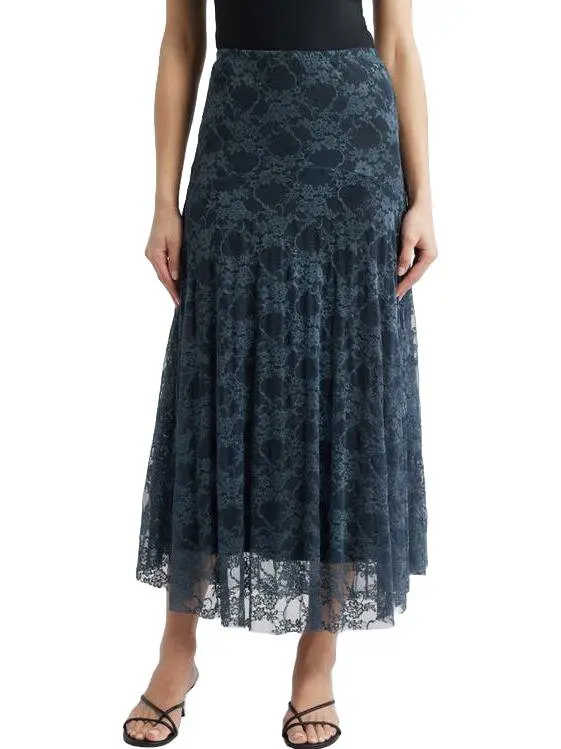 Loveappella Lace Maxi Skirt - Dark Charcoal