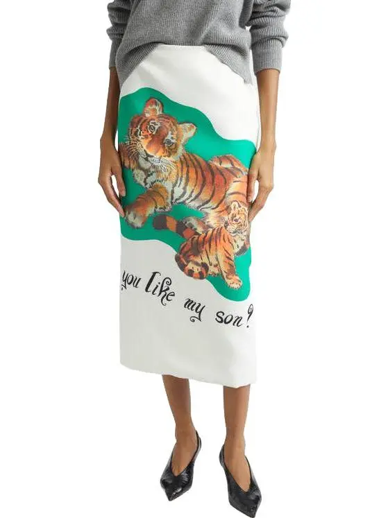 Brandon Maxwell The Mercer Tiger Print Pencil Skirt - Tiger - Do You Like My Son