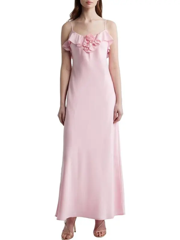 WAYF Ianthe Ruffle Gown - Baby Pink
