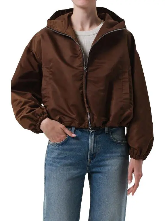 Citizens Of Humanity Crop Cotton Taffeta Windbreaker - Brown