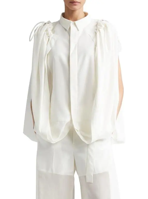 Sacai Suiting Button-up Cape Shirt - Off White