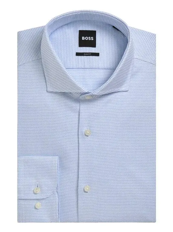BOSS P-hank Slim Fit Cotton Dress Shirt - Light Past/blue