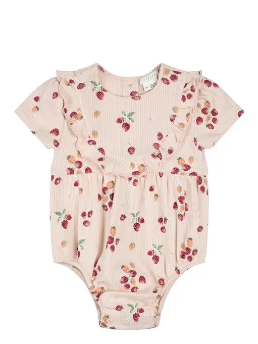 PETIT LEM Strawberry Print Bodysuit - Light Pink