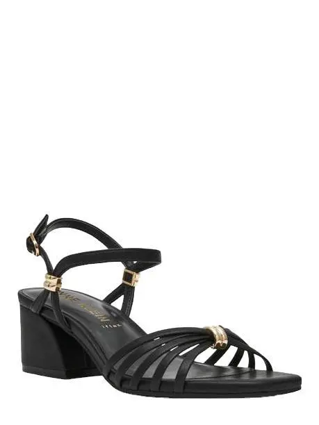 Anne Klein Mikayla Ankle Strap Sandal - Black Pu