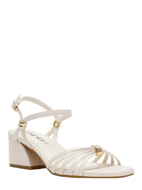 Anne Klein Mikayla Ankle Strap Sandal - White Pu