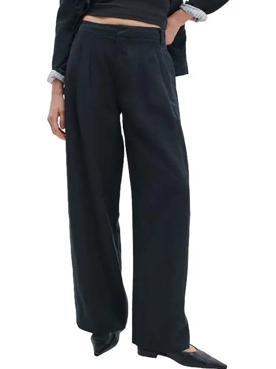 Rag & Bone Chappell High-waist Wide-leg Pleated Trousers - Black