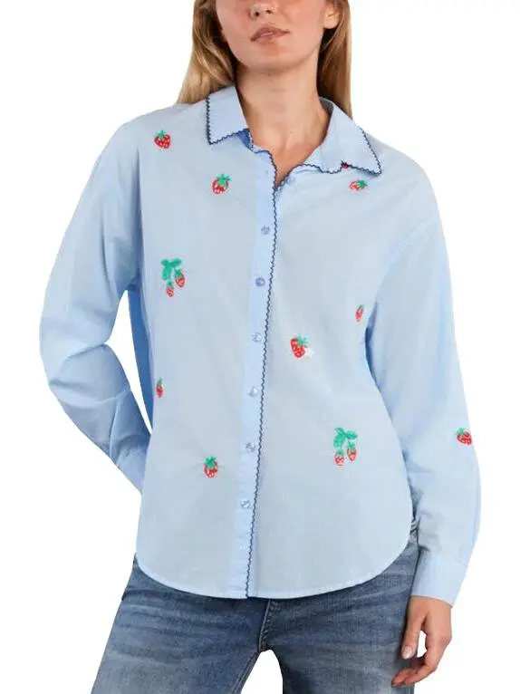 BILLY T Embroidered Button-up Shirt - Windsurfer Blue