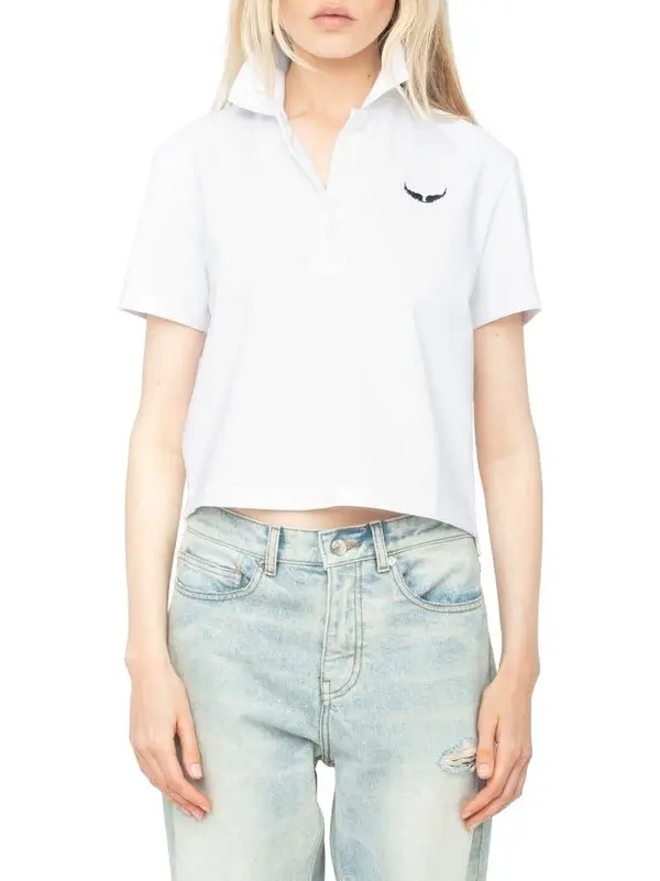 Zadig&Voltaire Mirta Wings Crop Polo Shirt - White