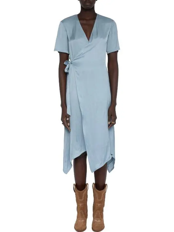 Zadig&Voltaire Reforme Satin Wrap Dress - Sky