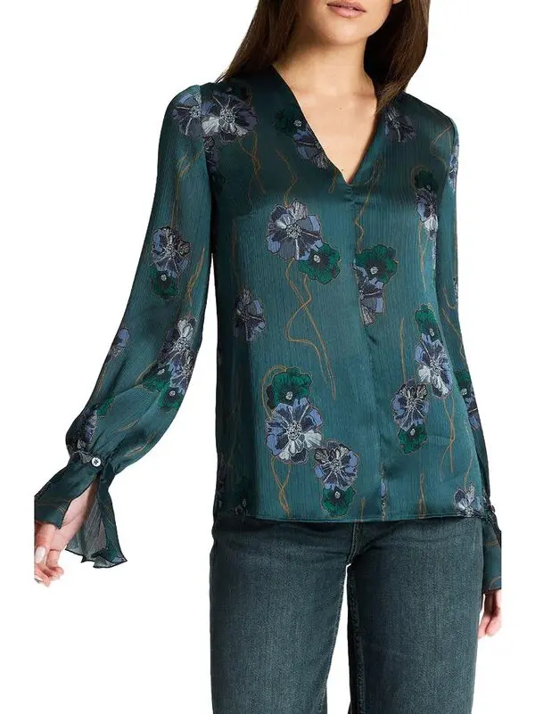 Santorelli Rue Long Sleeve Blouse - Steel Teal