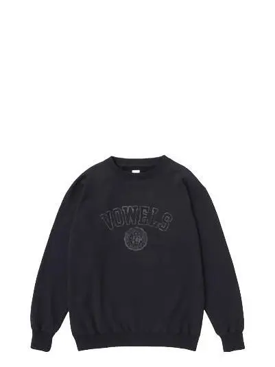VOWELS Faded Collegiate Crewneck - Black