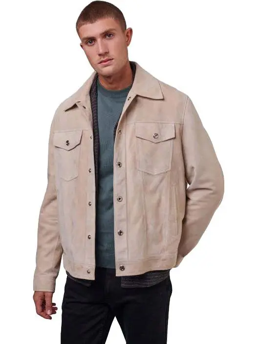 FURNIQ UK Enzo Suede Shirt Jacket - Beige