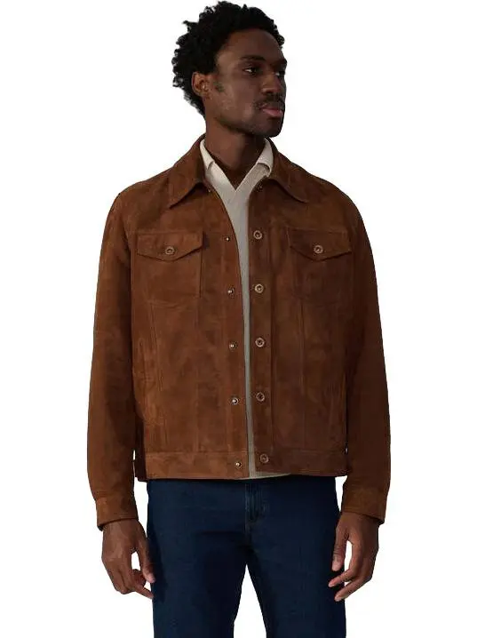 FURNIQ UK Enzo Suede Shirt Jacket - Chestnut