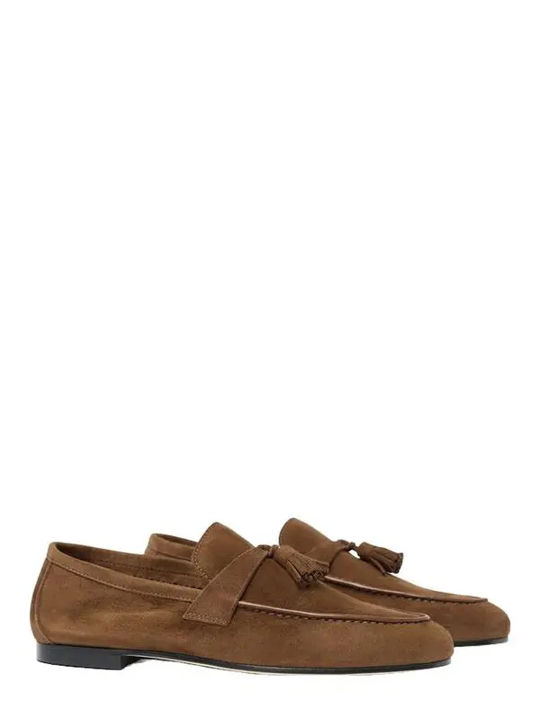SCAROSSO Luisa Tassel Loafers - Chocolate - Suede