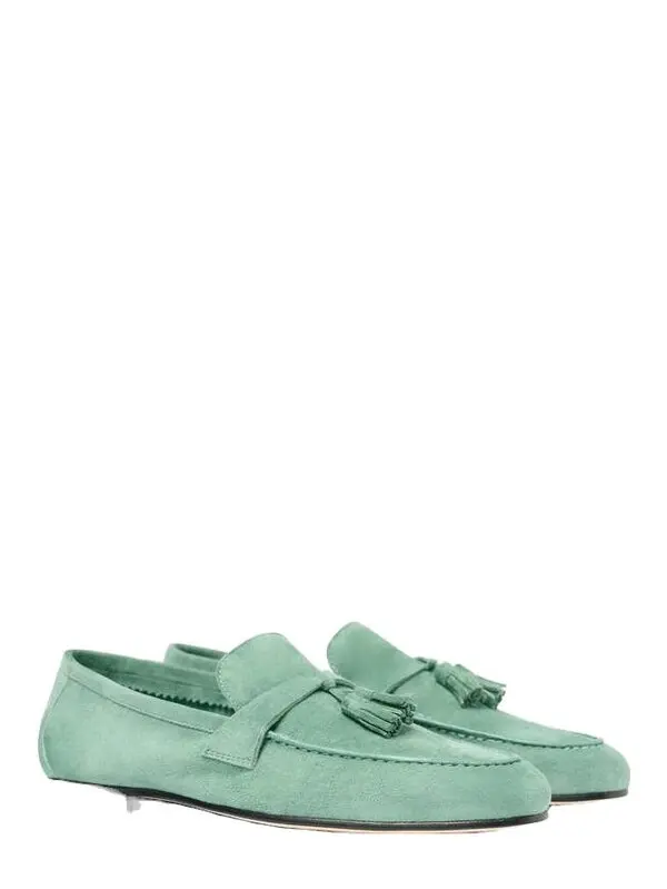 SCAROSSO Luisa Tassel Loafers - Jade Green - Suede