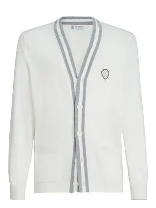 Brunello Cucinelli Cotton Cardigan With Logo - White