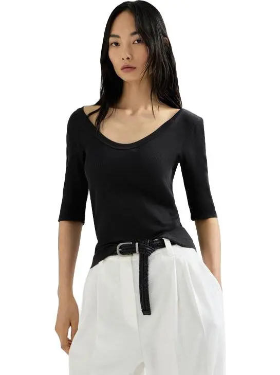 Brunello Cucinelli T-shirt With Monili - Black