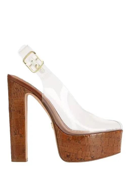 NAKED WOLFE Rare Platform Slingback Heels - Clear