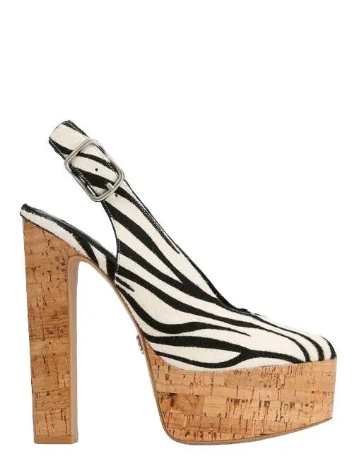 NAKED WOLFE Slingback Platform Heels - Zebra