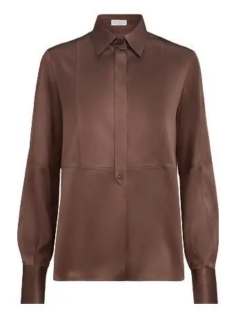 Brunello Cucinelli Satin Shirt - Cocoa