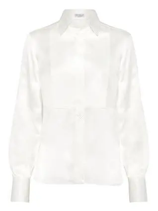 Brunello Cucinelli Satin Shirt - White