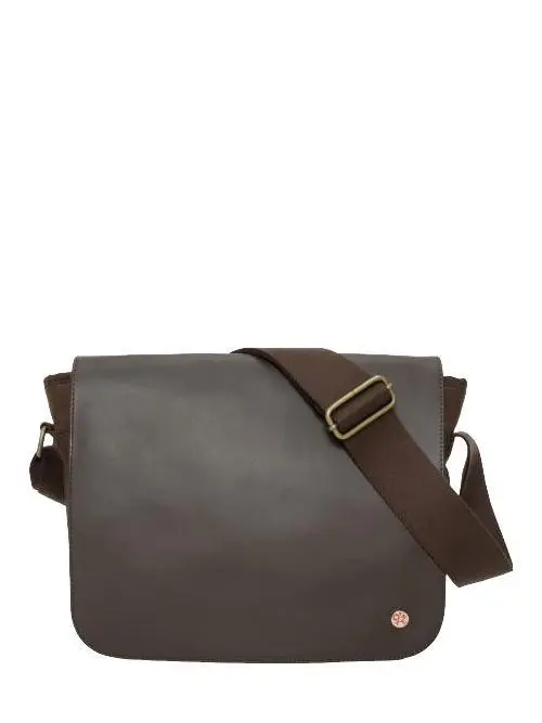 MANHATTAN PORTAGE Waxed Nylon Sheridan Messenger Bag - Dark Brown