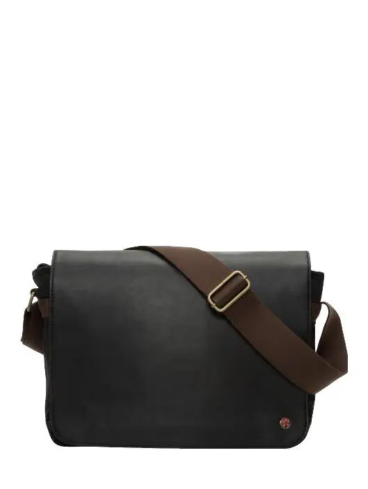 MANHATTAN PORTAGE Waxed Nylon Sheridan Messenger Bag - Black