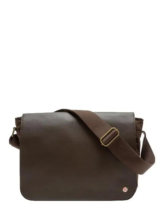 MANHATTAN PORTAGE Waxed Nylon Sheridan Messenger Bag - Dark Brown
