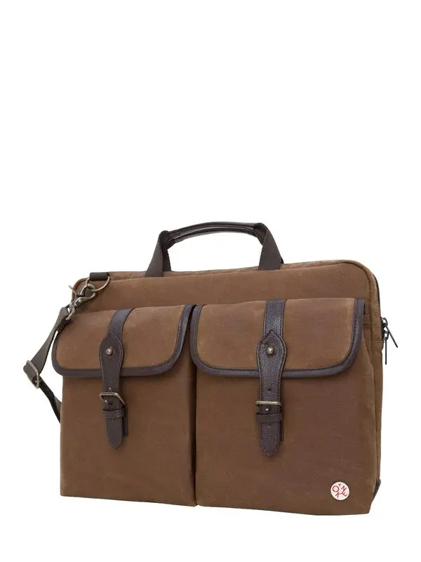 TOKEN Waxed Knickerbocker Laptop Briefcase - Field Tan/dark Brown