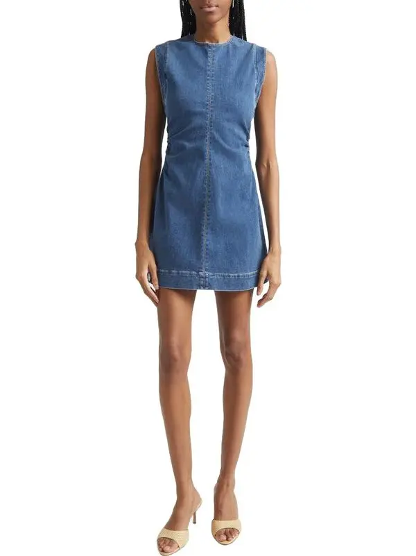 Veronica Beard Imara Denim Minidress - Dark Bright Blue