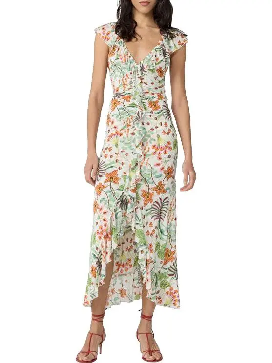 Diane Von Furstenberg Sonia Metallic Floral Dress - Miragevine White