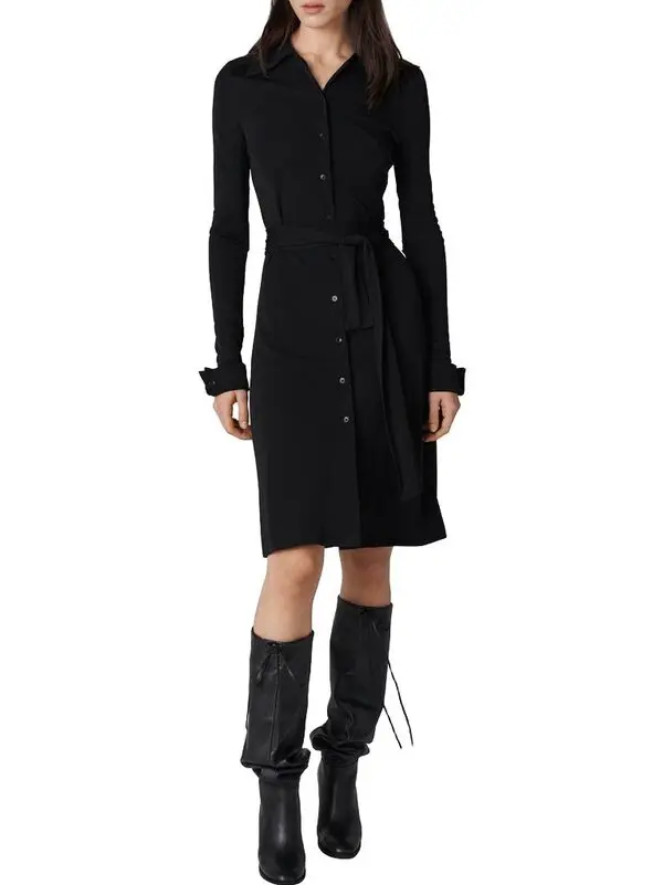 Diane Von Furstenberg Long Sleeve Shirtdress - Black