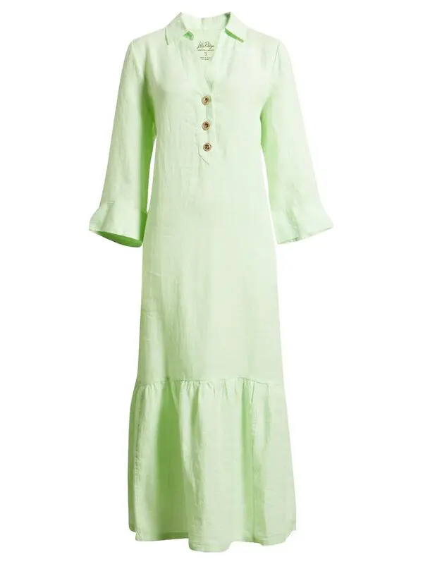 Lilly Pulitzer® Alora Ruffle Hem Linen Maxi Dress - Pistachio Macaron X Resort