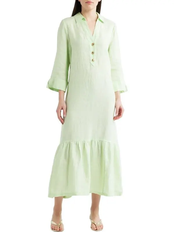 Lilly Pulitzer® Alora Ruffle Hem Linen Maxi Dress - Pistachio Macaron X Resort
