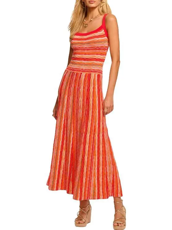 Ramy Brook Madelyne Sleeveless Knit Maxi Dress - Crimson Combo Stripe