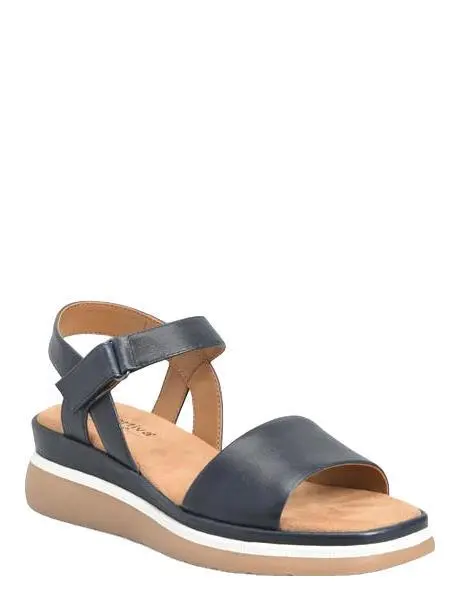 COMFORTIVA Ankle Strap Platform Wedge Sandal - Sky Navy
