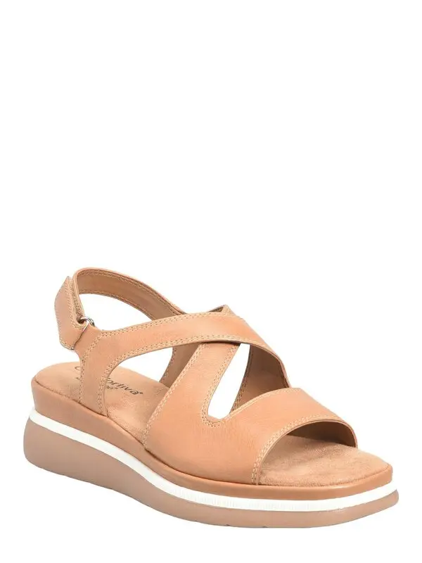 COMFORTIVA Amethyst Slingback Platform Wedge Sandal - Caramel