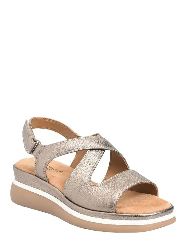 COMFORTIVA Amethyst Slingback Platform Wedge Sandal - Light Bronze